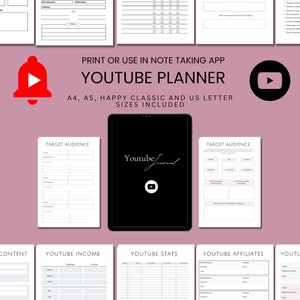 Printable Youtube Content Planner Social Media Template Calendar ...