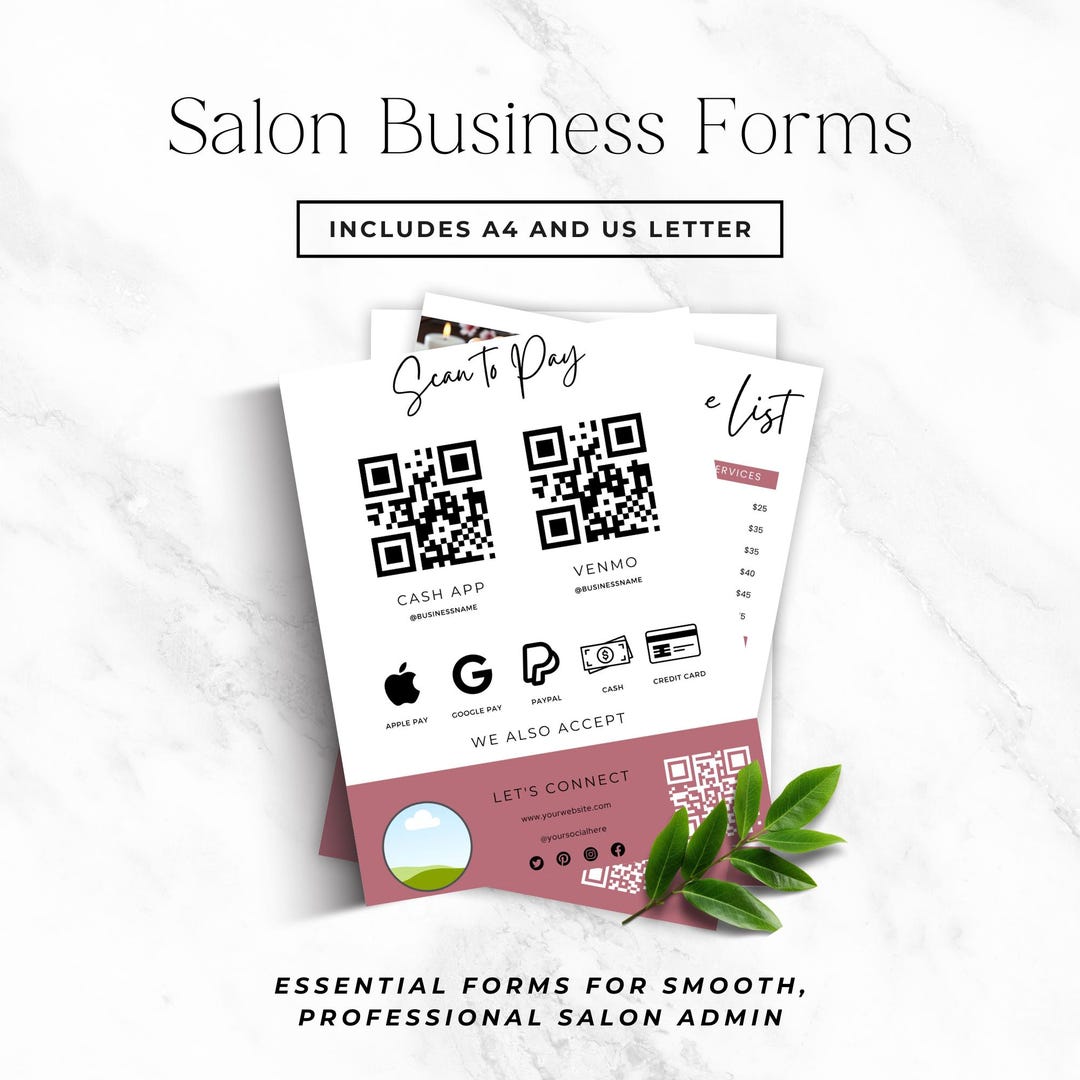 Salon Forms Bundle, Editable Canva Beauty Salon Templates, Invoice ...