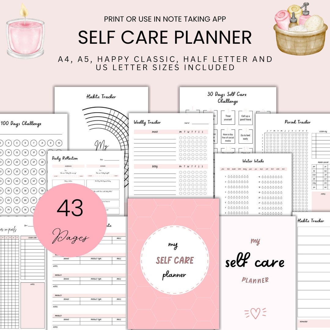 Self Care Journal Daily Mindfulness Log of Skincare Routine Tracker ...