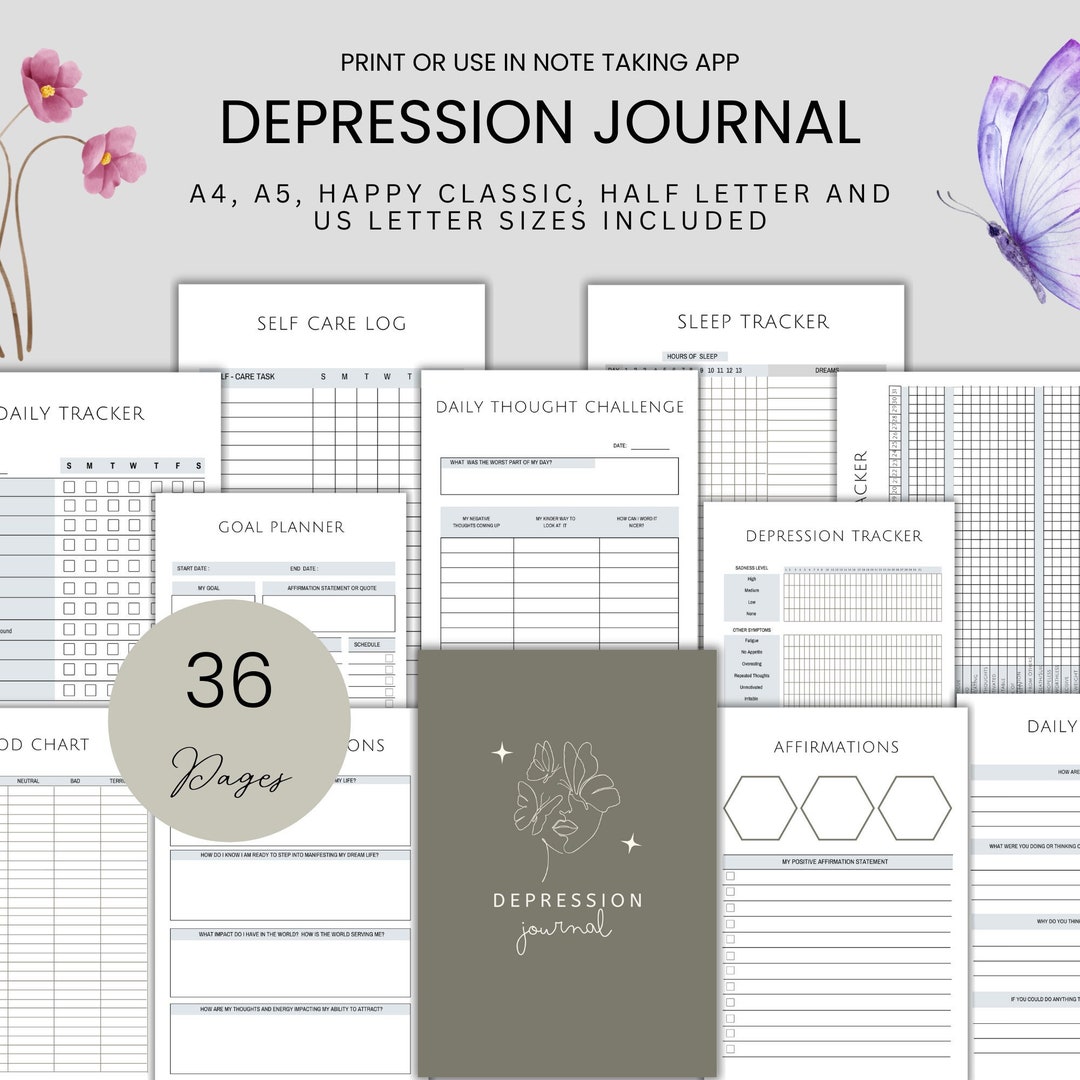 Depression Journal Printable Mental Health Planner Wellbeing Goodnotes ...