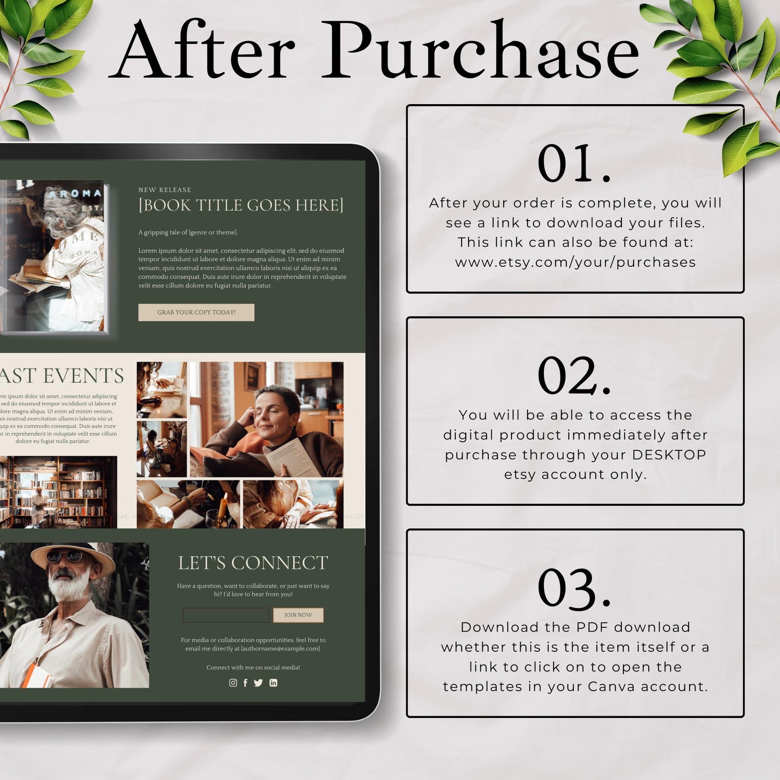 Author Website Design, One-page Canva Template for Book Promotion ...