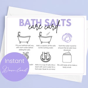 Bath Salts Care Card for Business Bath Salt Template Bath Soak Care ...