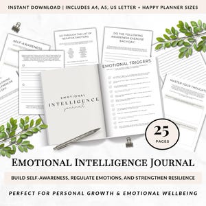 Emotional Intelligence Journal Self Awareness Planner Self Regulation ...