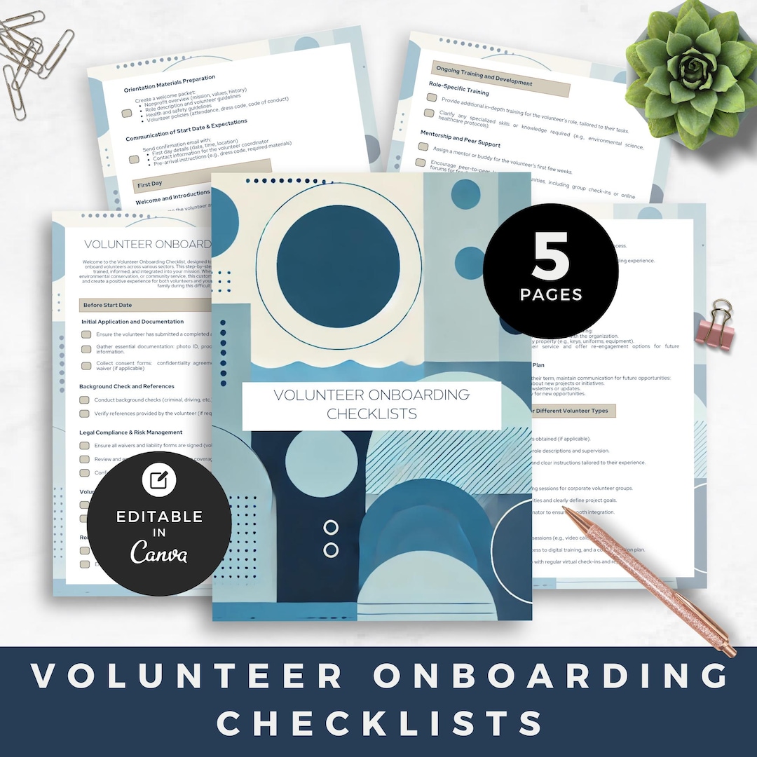 Nonprofit Volunteer Onboarding Checklist Template Editable Non Profit ...