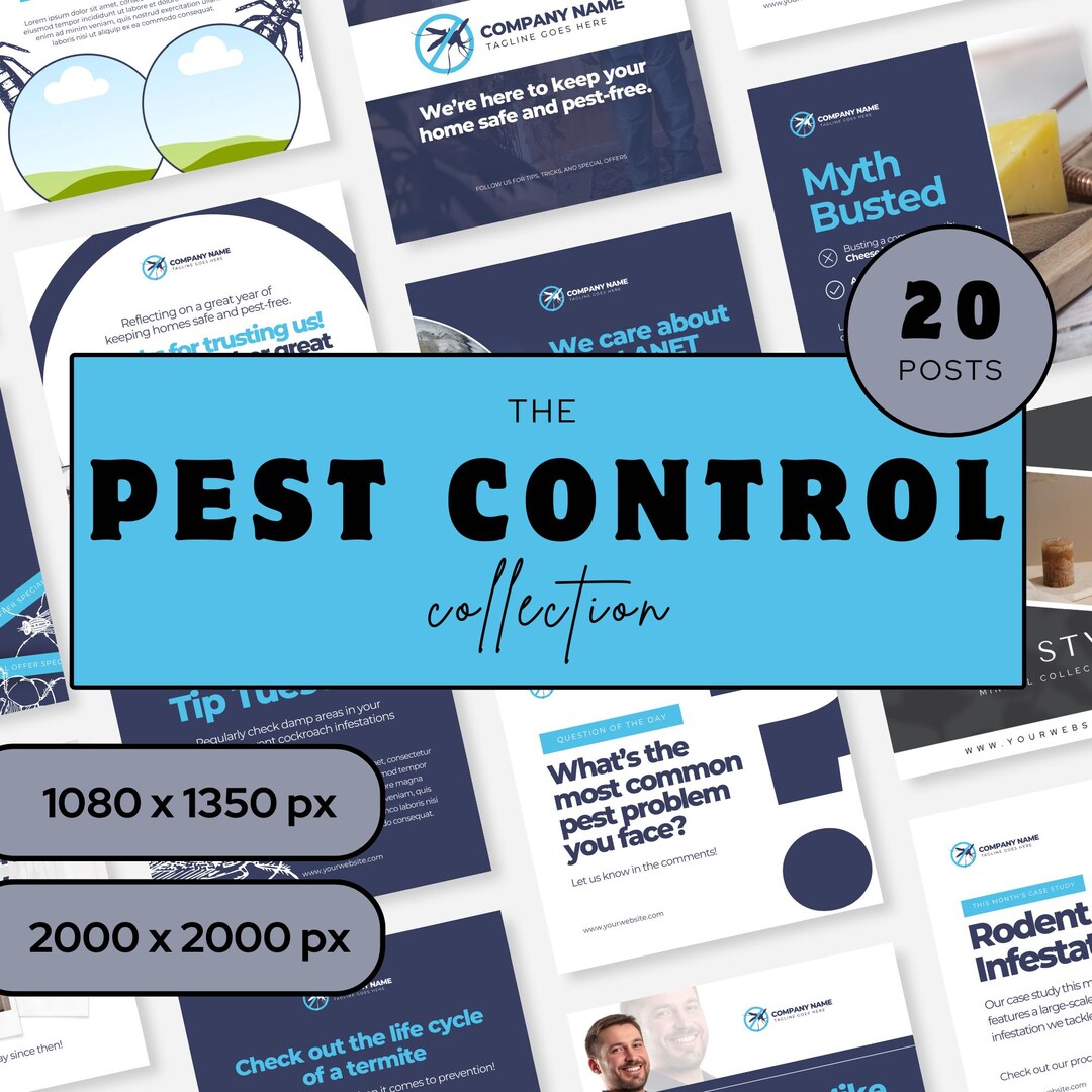 Pest Control Social Media Post Template Bundle Exterminator Instagram ...