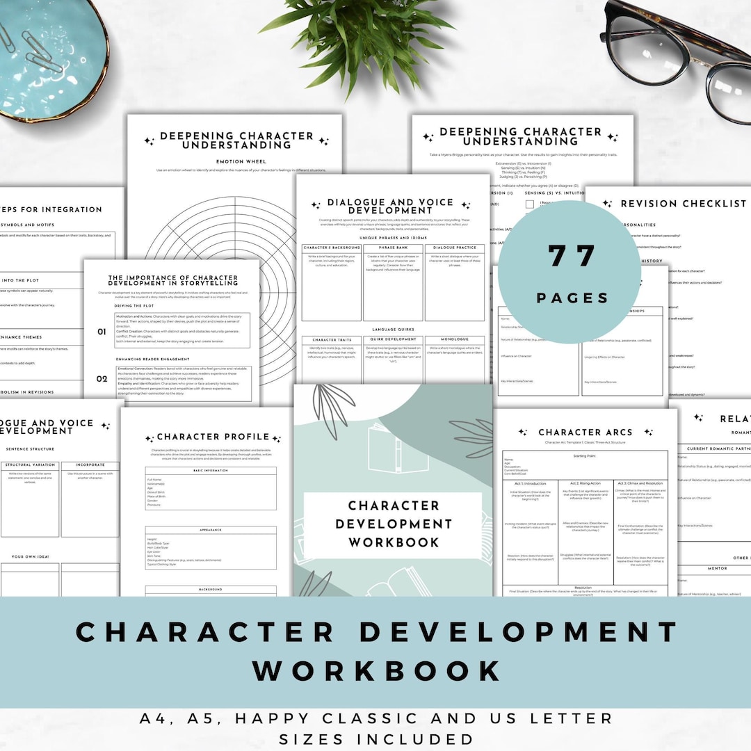 Novel Writing Workbook Character Development Worksheets for Character ...