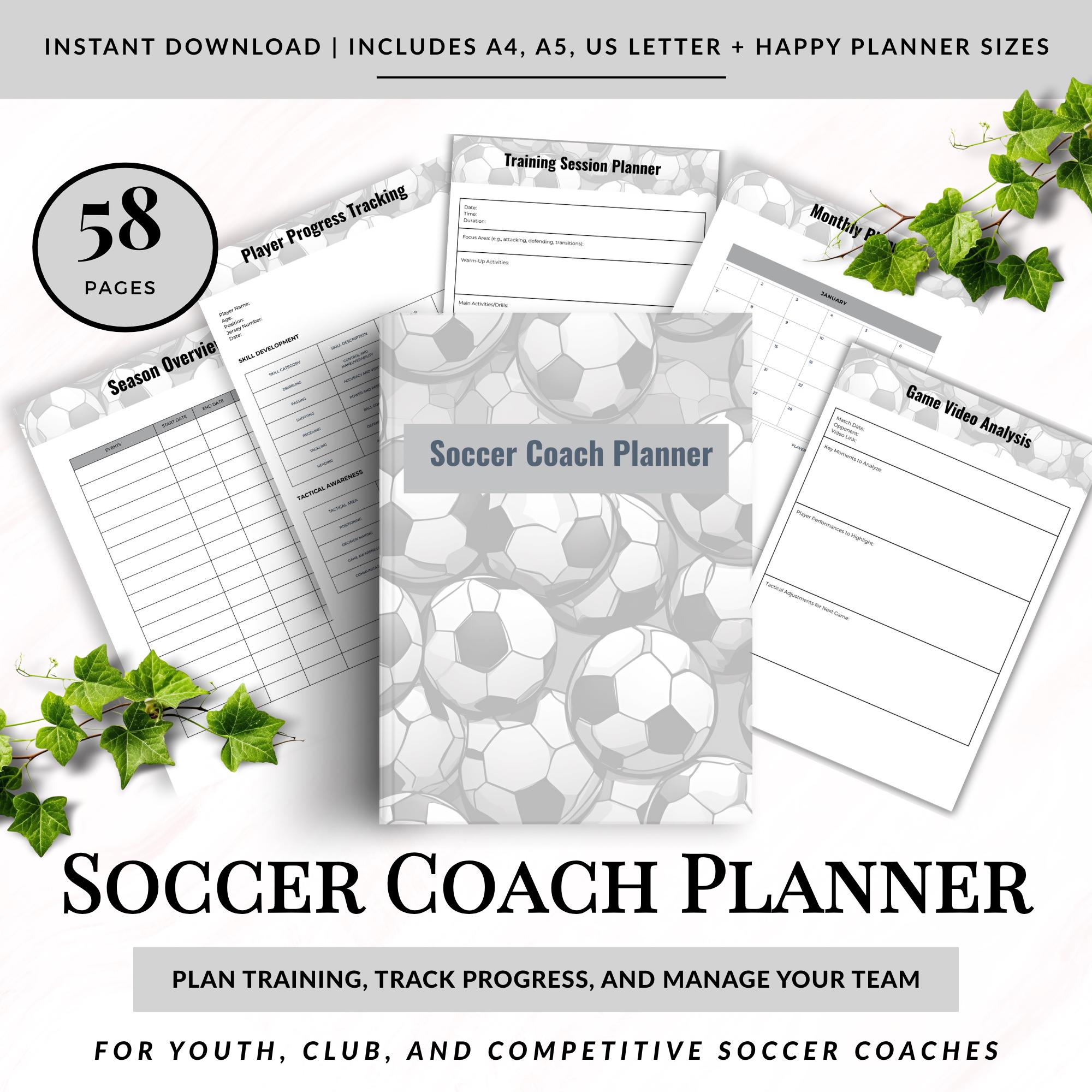 Soccer Coach Planner Printable, Soccer Training Template, Youth Soccer ...
