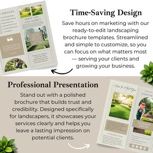 Editable Landscaping Brochure Template for Canva, Lawn Care Trifold ...