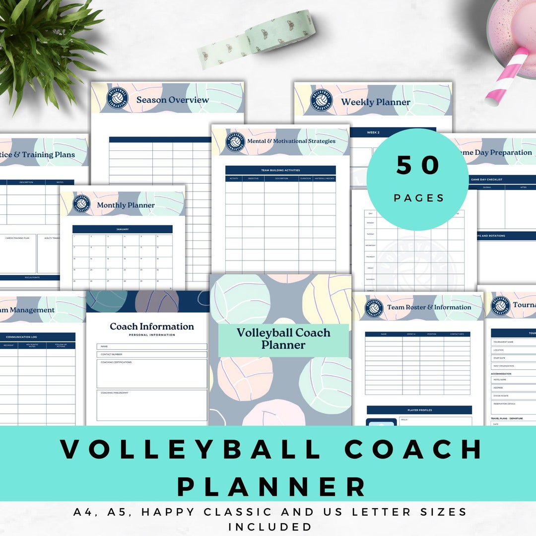 Volleyball Coach Planner Printable Coaching Binder PDF | Game Day ...