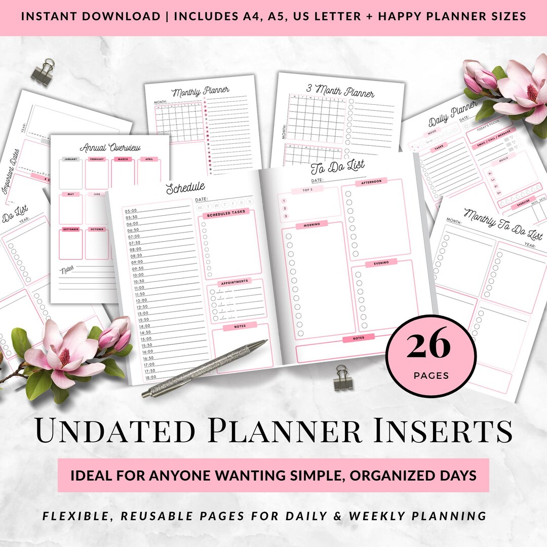 Planner Inserts | Printable Planner Inserts, Daily Planner Inserts ...