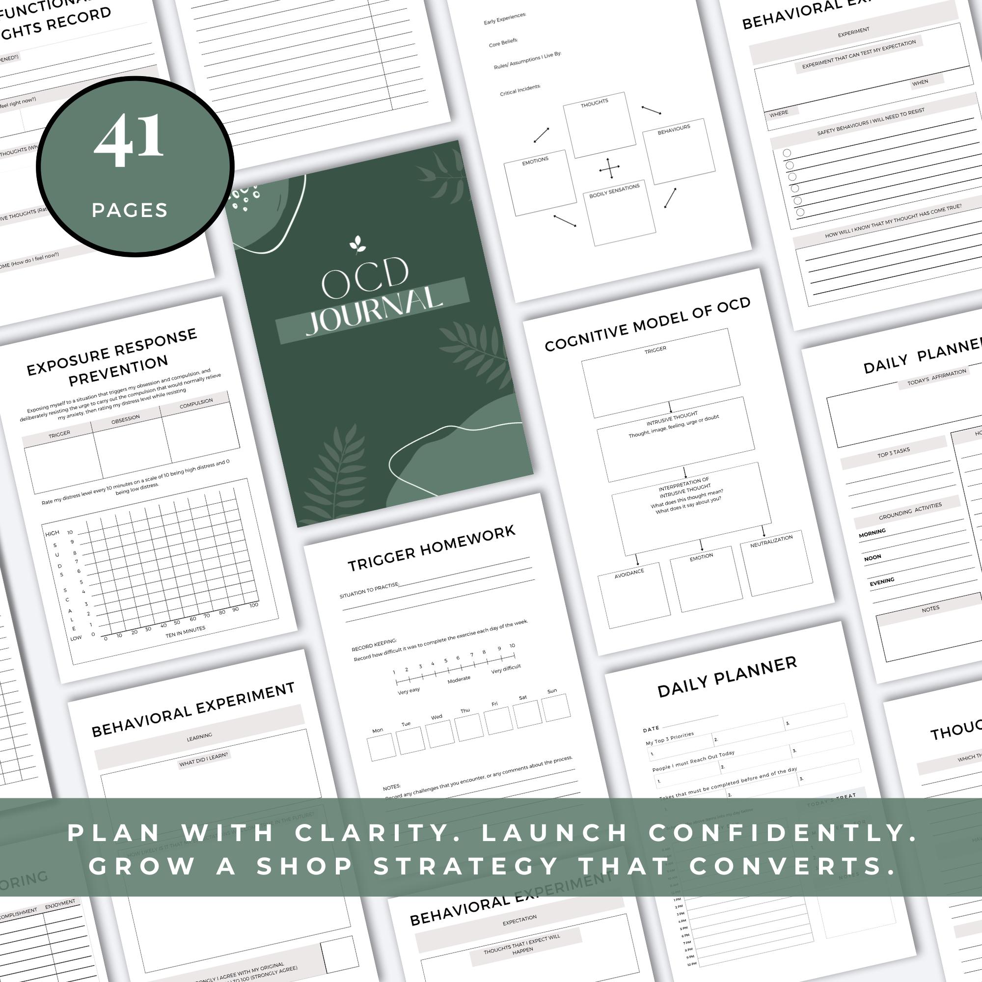 OCD Planner, Printable OCD Worksheets, Mental Health Journal, Daily ...