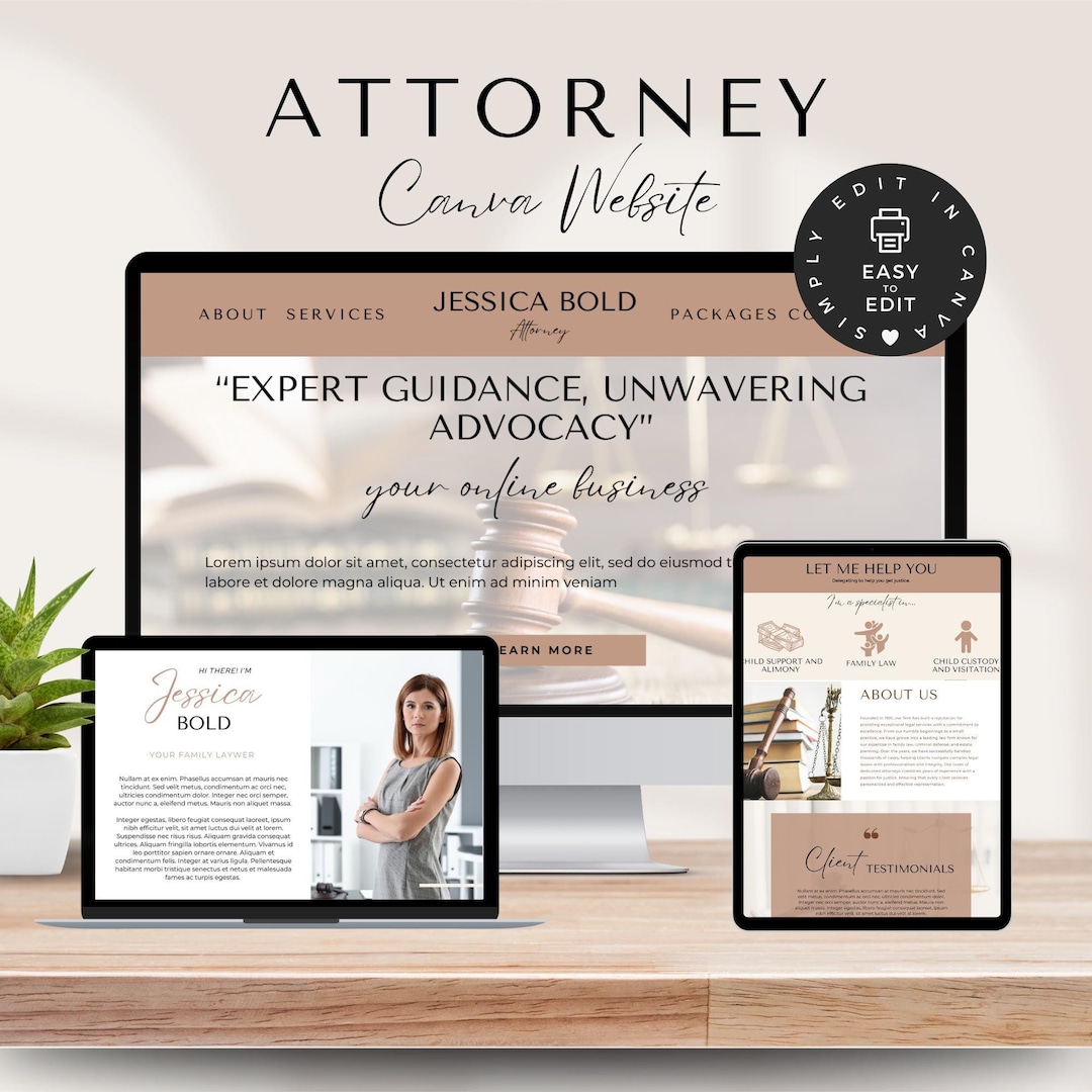 Lawyer Website Template Canva | Attorney Landing Page | Editable Law ...