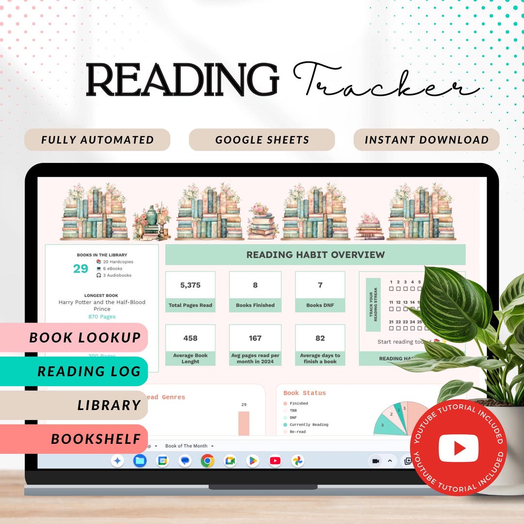 Book Tracker Google Sheets Reading Tracker Book Review Spreadsheet Template Digital Bookshelf ...