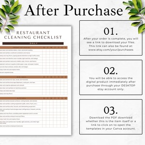 Restaurant Cleaning Checklist, Editable Template for Daily, Weekly, and ...