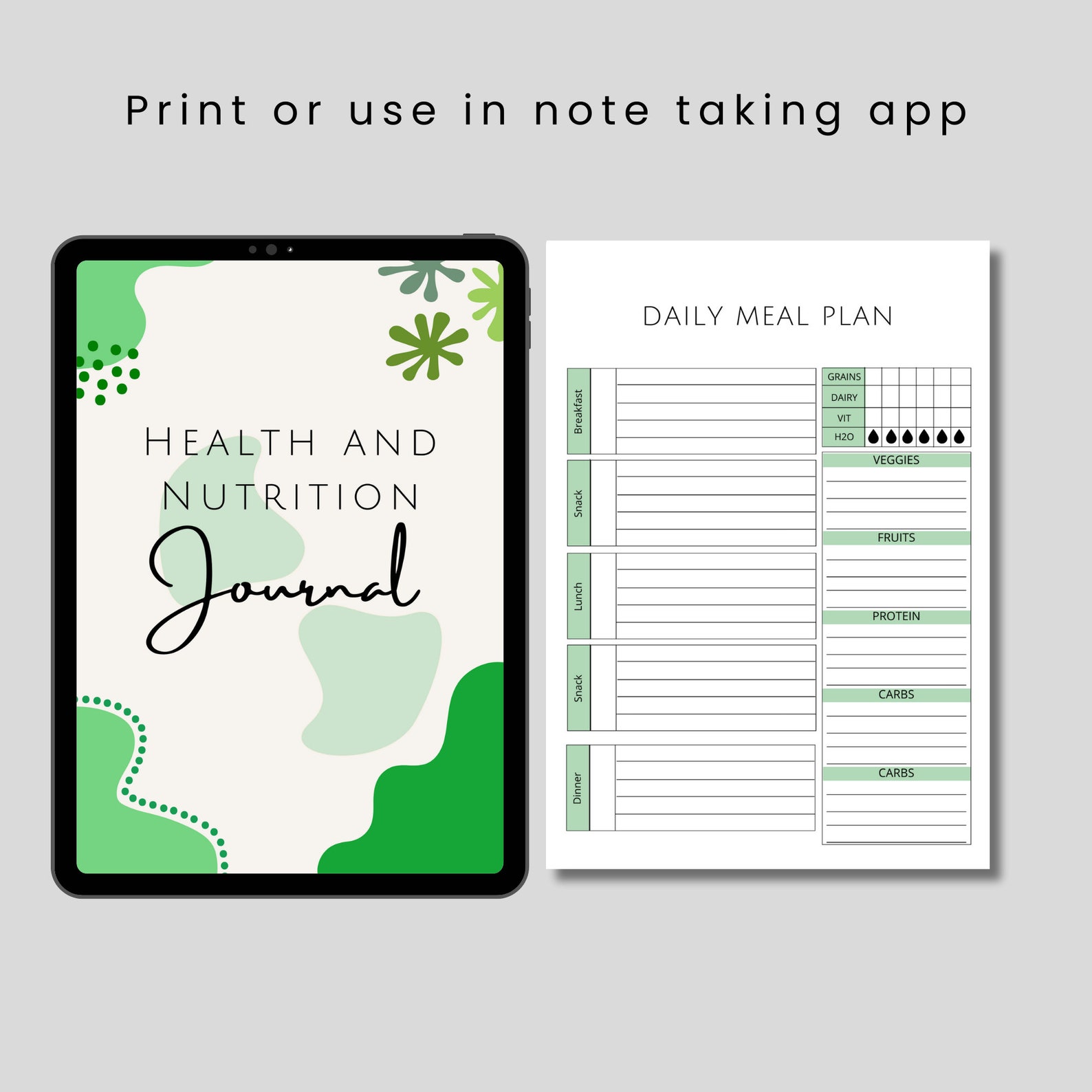 Nutrition Log Printable Planner for Nutrition Tracker Food Log Meal ...