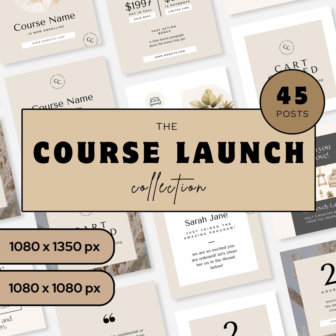 Course Launch Instagram Canva Templates, Editable Social Media Bundle ...