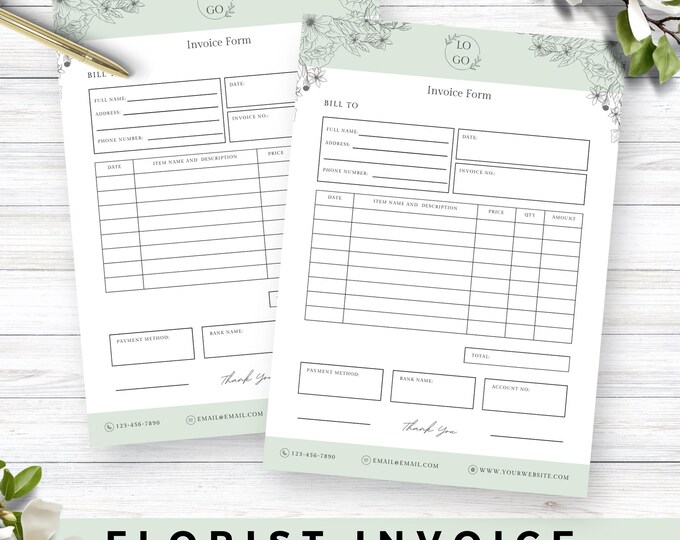 Flower Shop Invoice Template, Receipt Template, Quotation Form and ...