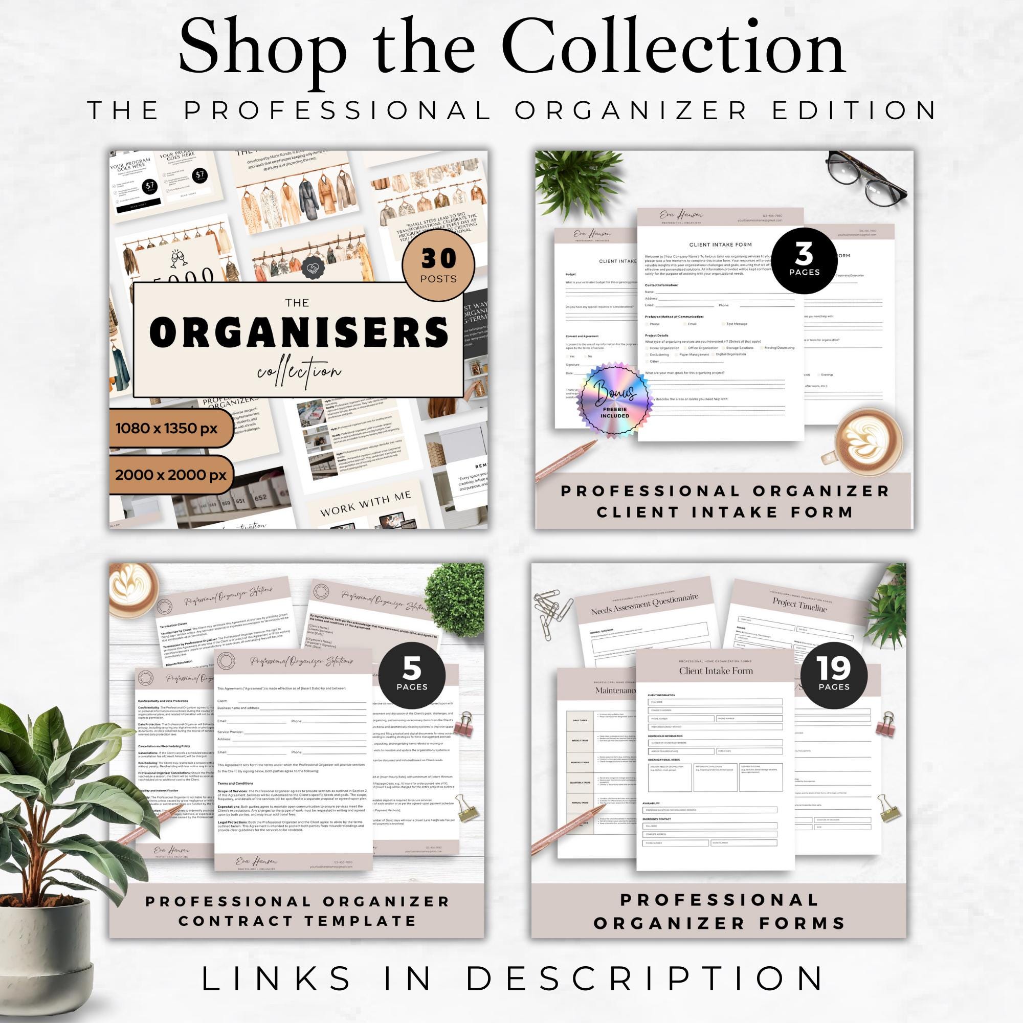 Professional Organizer Form Bundle Home Organizer Template Client ...