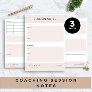 Coaching Session Planner Notes Template Printable Life Coach Worksheet ...