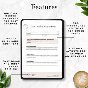 Gym Liability Waiver Form Editable Fitness Studio Waiver Document Release of Liability Form for ...