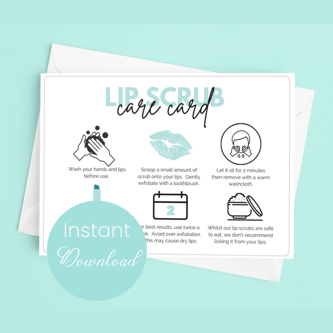 Lip Scrub Care Card Template for Lip Scrub Instructions for Lip Sugar ...