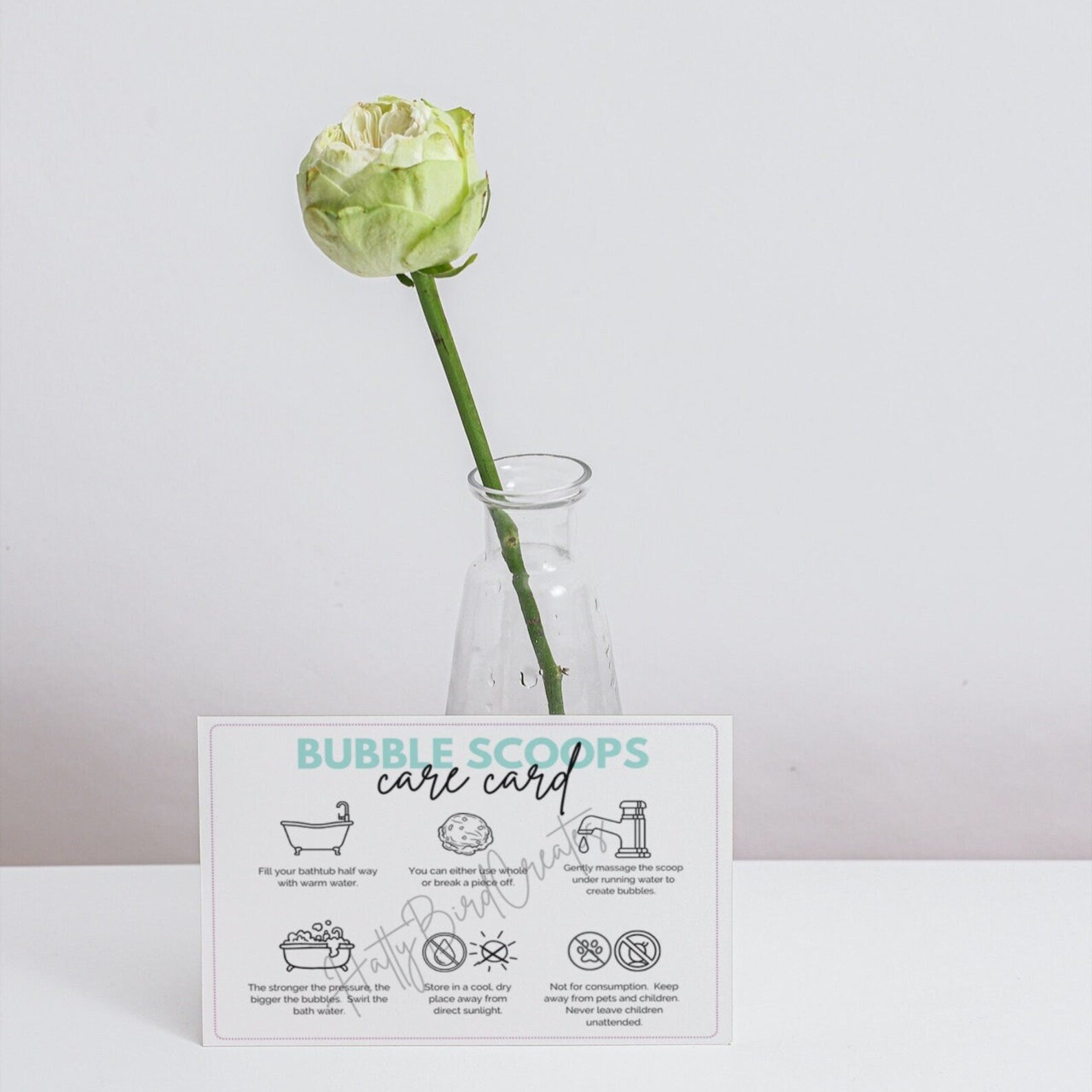 Bubble Scoops Care Card | Bath Truffle Instructions | Printable Bubble ...