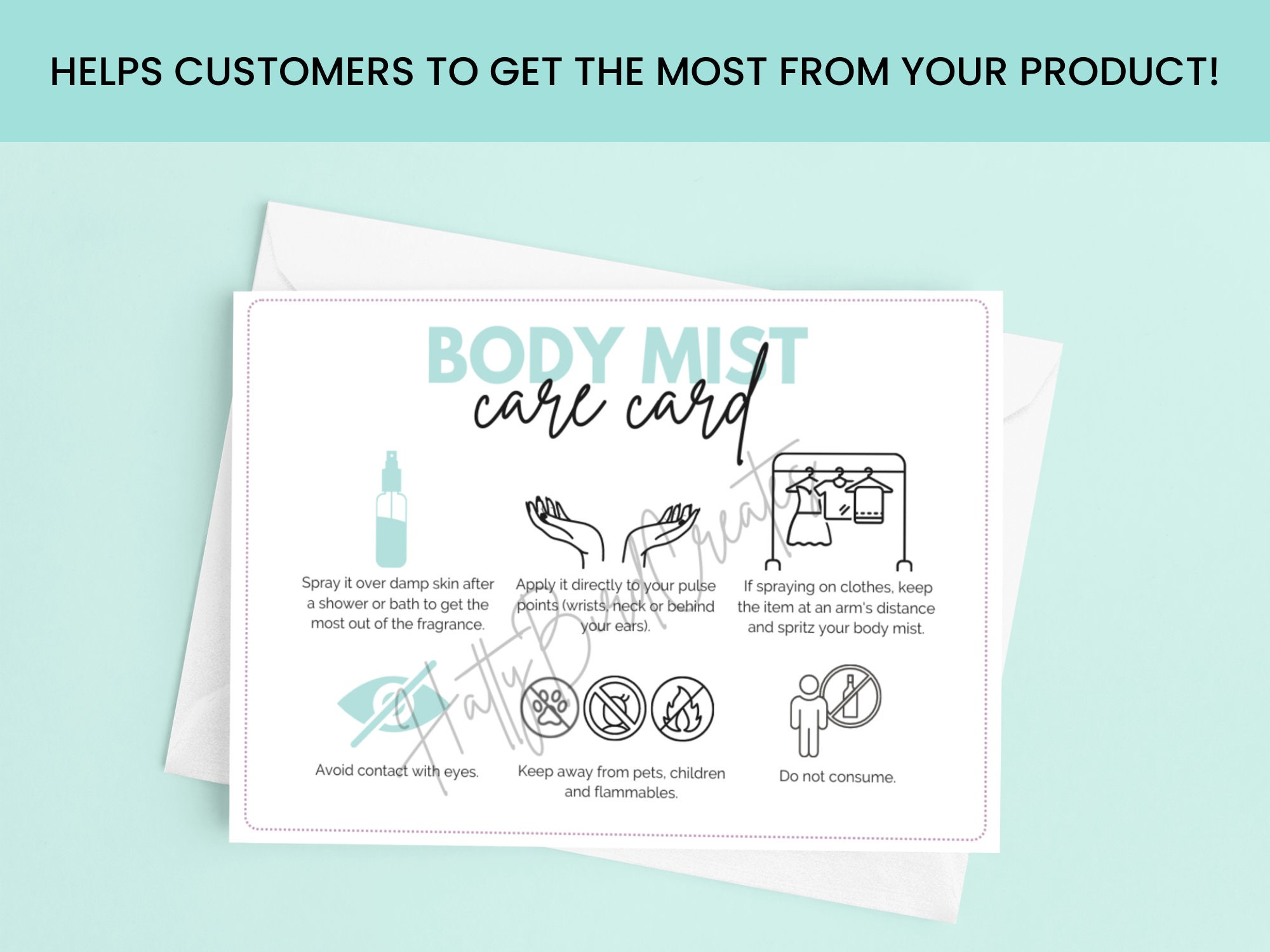 Body Mist Care Card Template Fragrance Mist Care Card for Body - Etsy