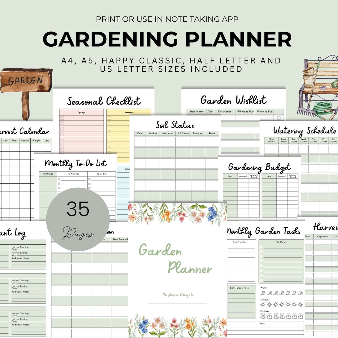 Printable Garden Planner for Gardening Journal Digital Seed Log Book ...