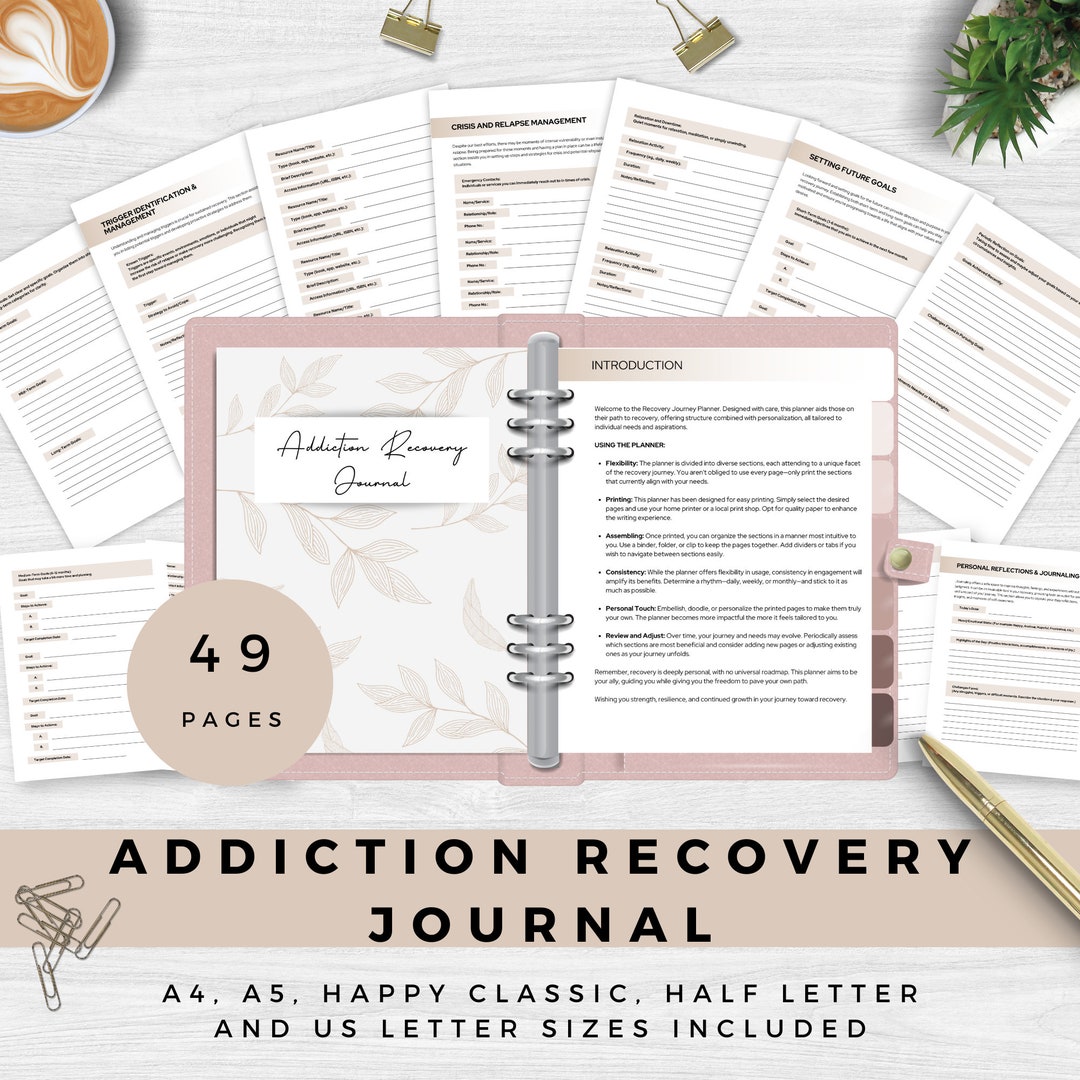 Addiction Recovery Journal Guided Sobriety Worksheets Self-help Planner ...