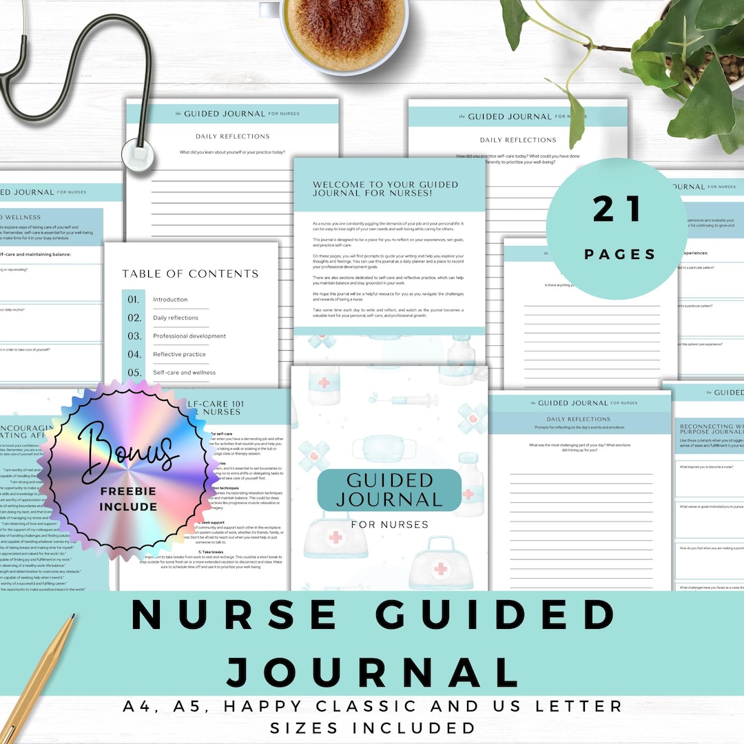 Nurse Journal Printable Healthcare Worker Guided Planner Nursing ...