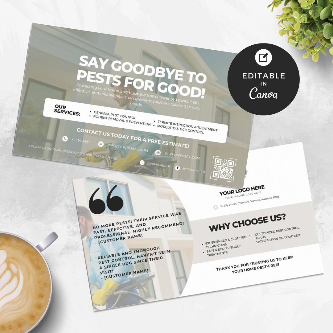 Pest Control Business Card, Customizable Template for Bug Removal ...