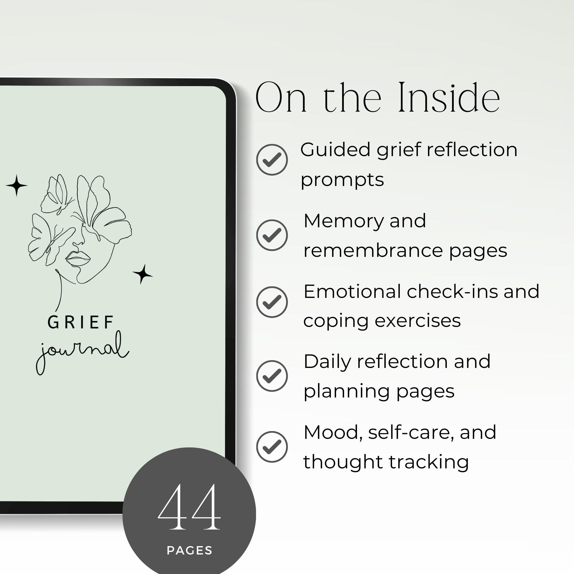 Grief Journal Printable for Mental Health Support, Digital Bereavement ...