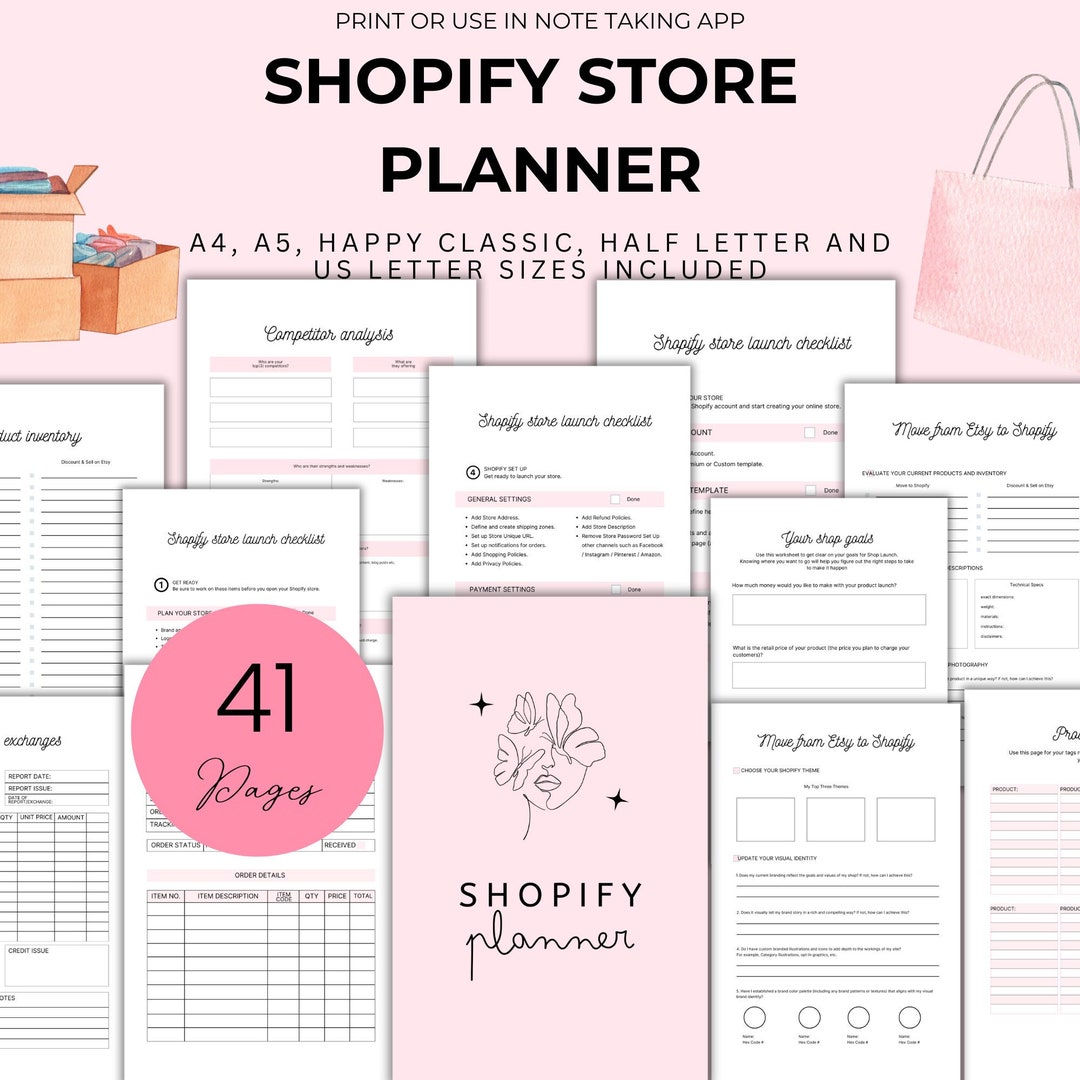 Shopify Planner Ecommerce Business Journal Printable Shopify Store ...