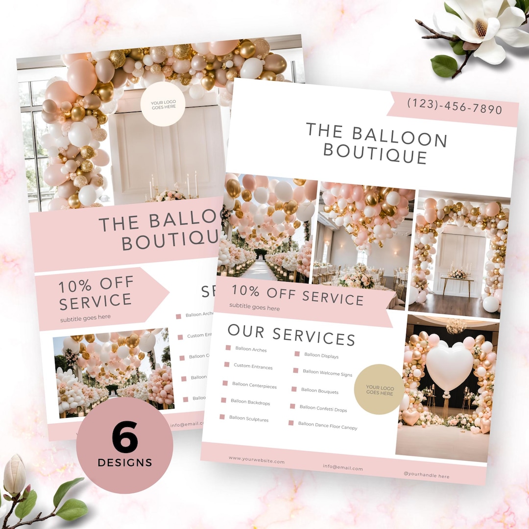 Balloon Artist Flyer Templates Wedding Balloon Business Bundle Editable ...