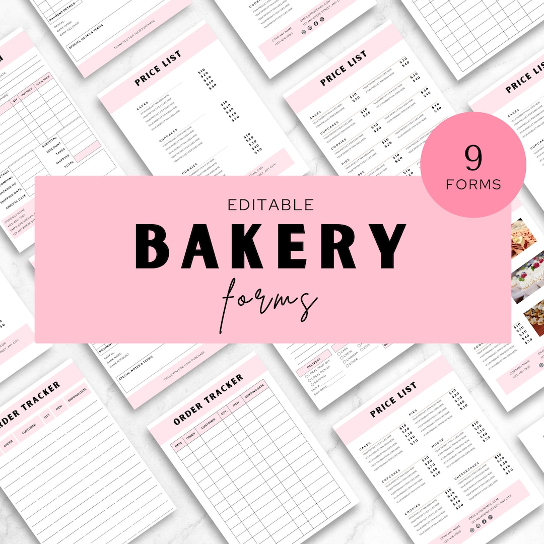 Editable Bakery Business Form Bundle Cake Business Template Printable ...