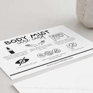 Editable Body Mist Care Card Template for Perfume Instructions ...