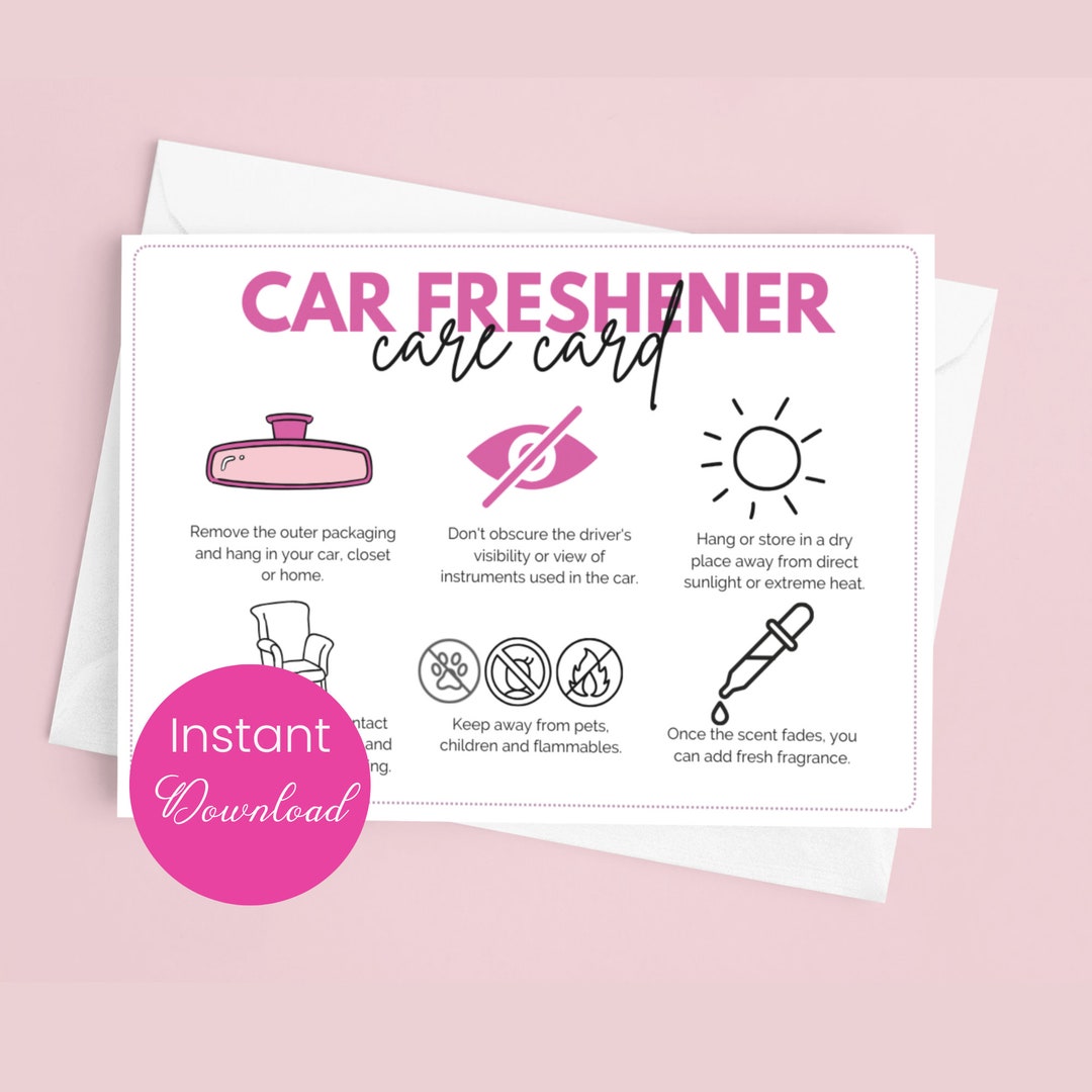 Car Freshener Care Card for Scented Freshie Fragrance Safety Hanging ...