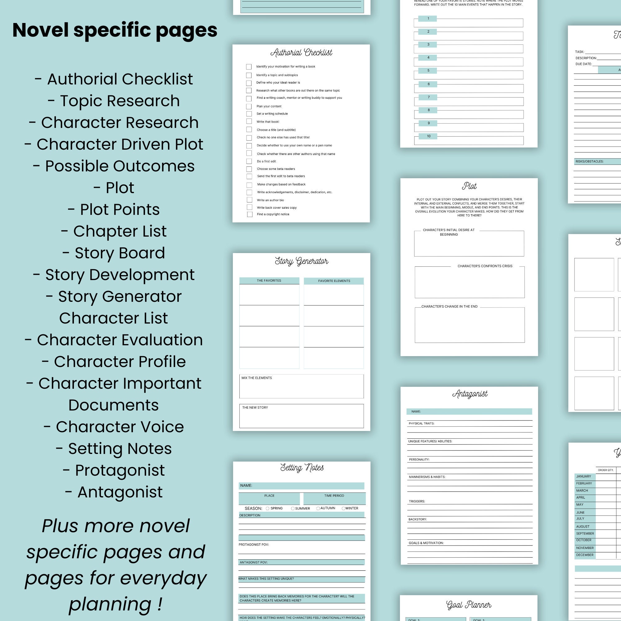 Novel Writing Planner Author Goodnotes Journal for Writers Template ...