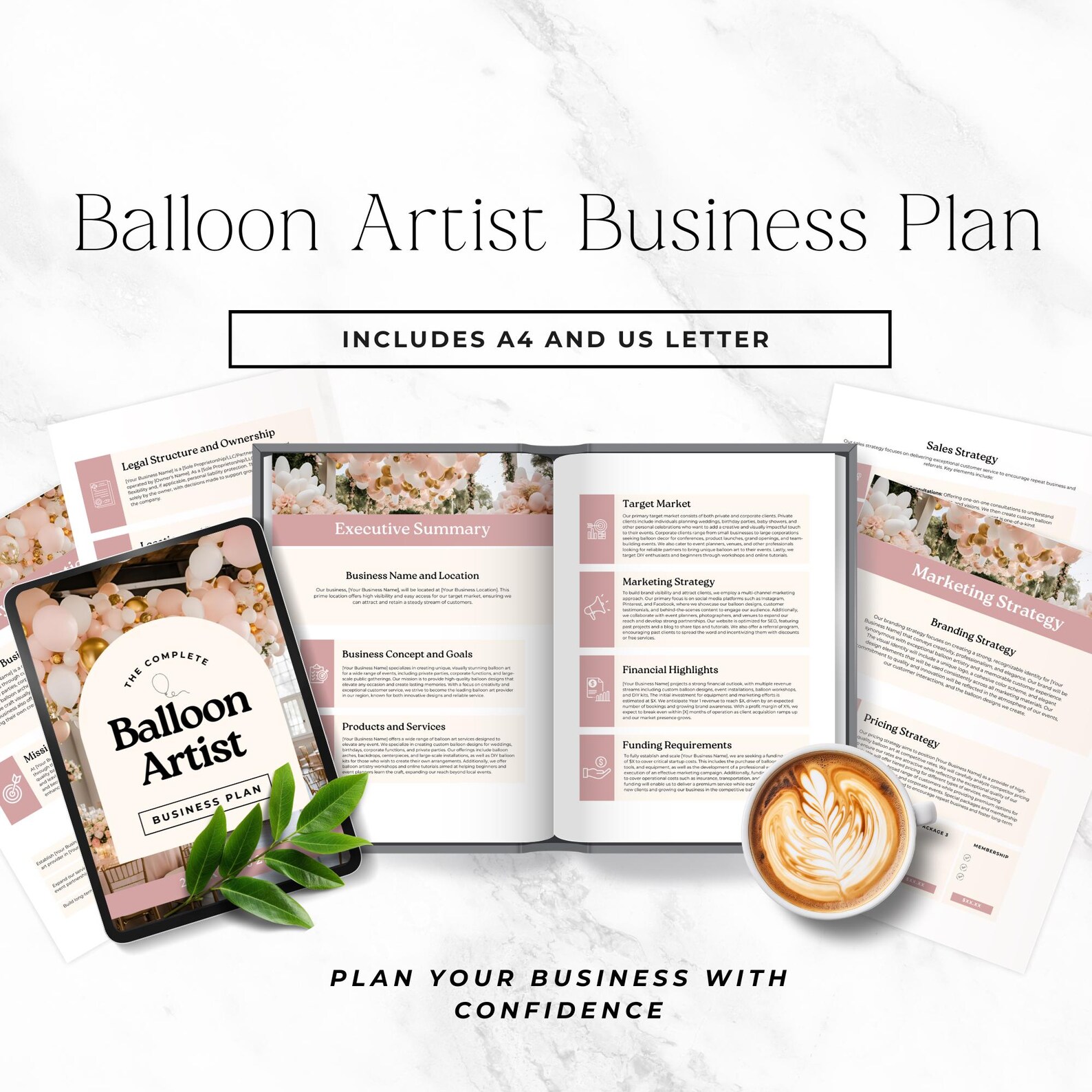 Balloon Artist Business Plan Template, Editable Canva Planner for ...