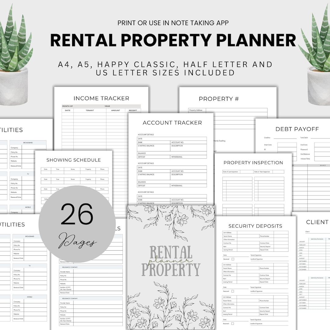 Landlord Rental Property Planner Real Estate Management Bundle Realtors ...