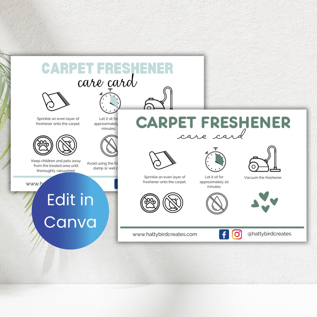 Editable Carpet Freshener Care Card Template Scented Powder ...
