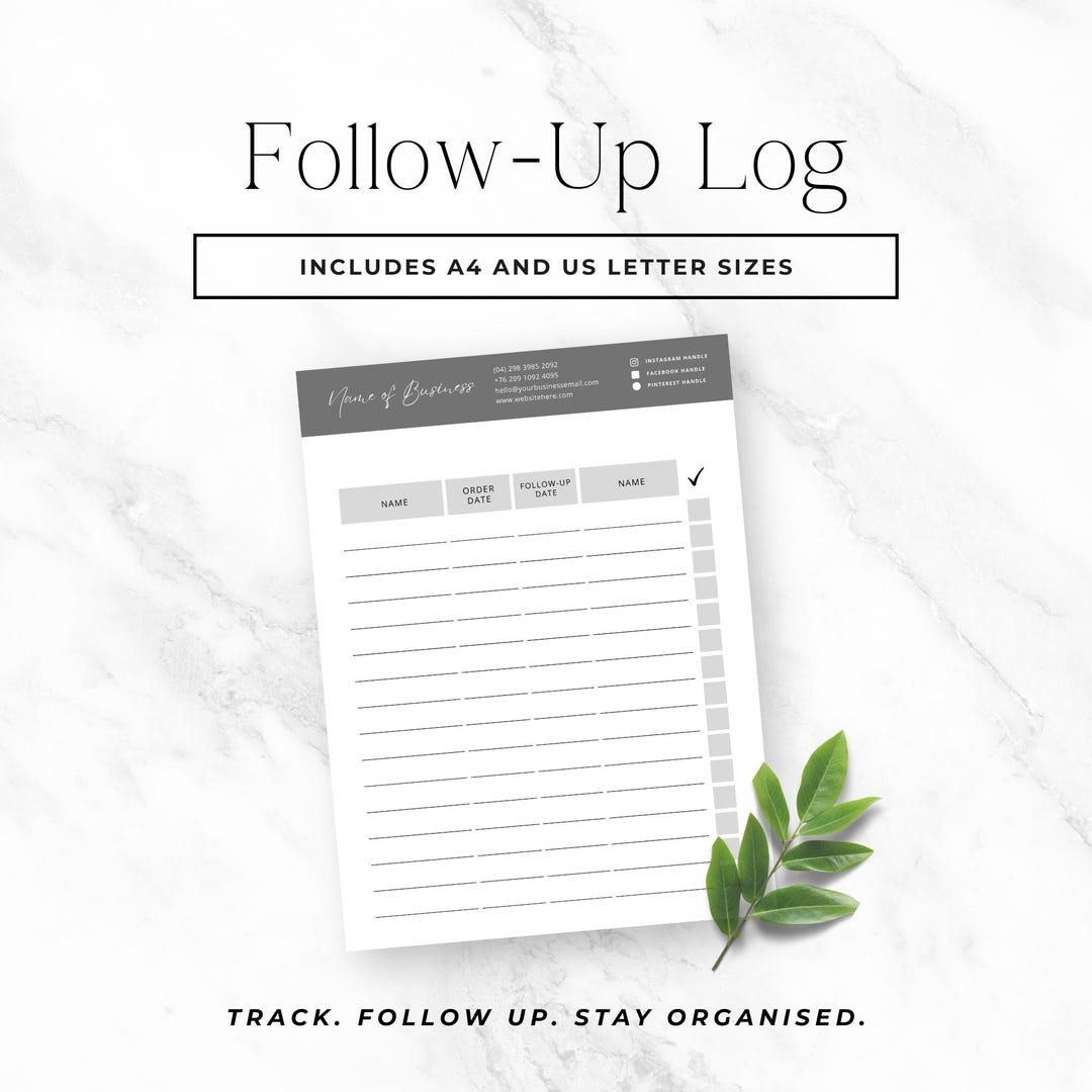Follow up Tracker Printable, Minimal Client Follow up Sheet, Canva ...