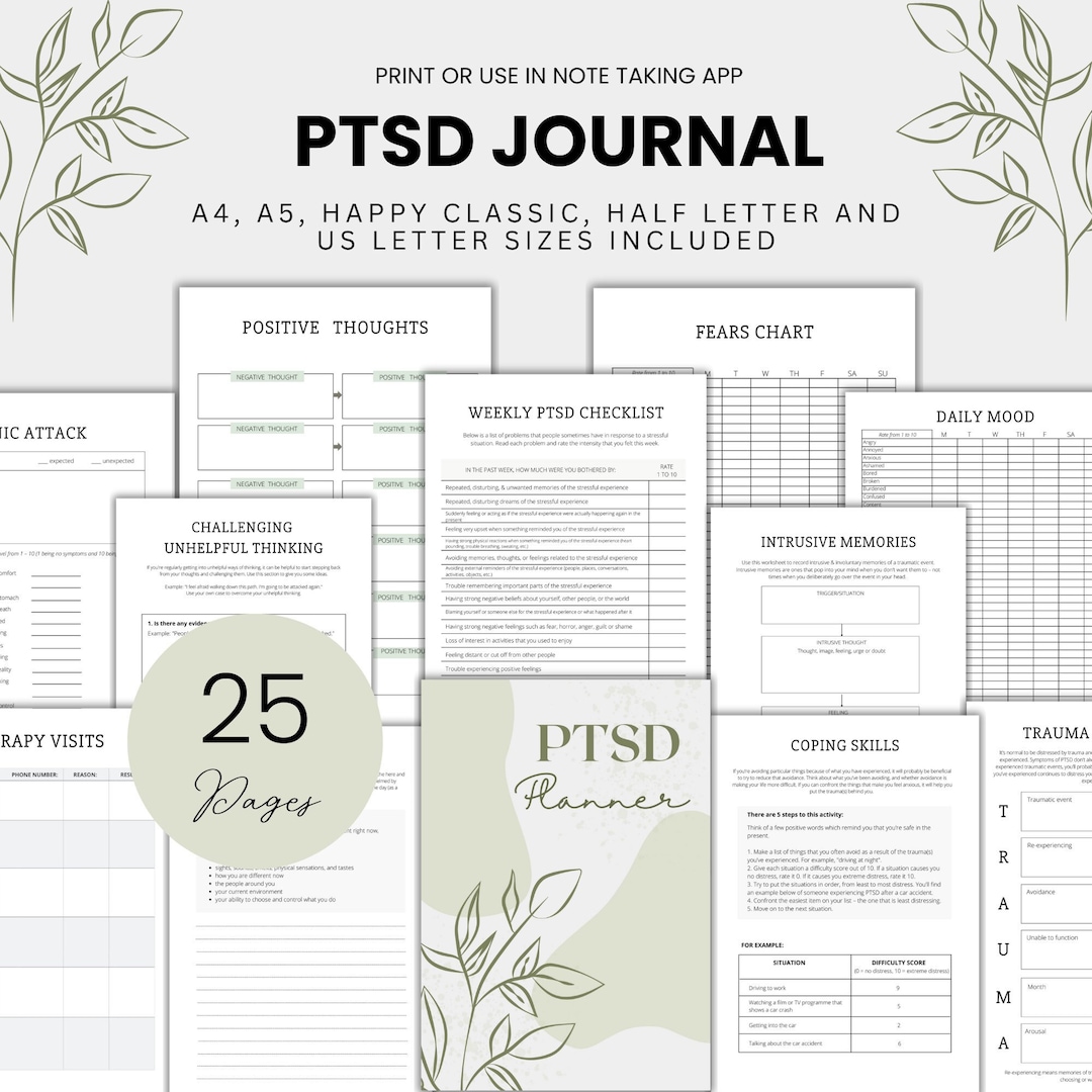 PTSD Recovery Journal Trauma Therapy Bundle PTSD Worksheet Panic Attack ...