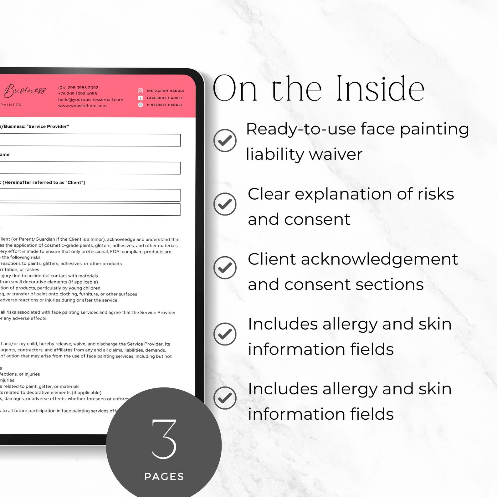Editable Face Painter Liability Waiver Template | Printable Canva ...