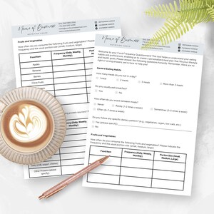 Nutrition Coach Food Frequency Questionnaire Template Editable Food ...
