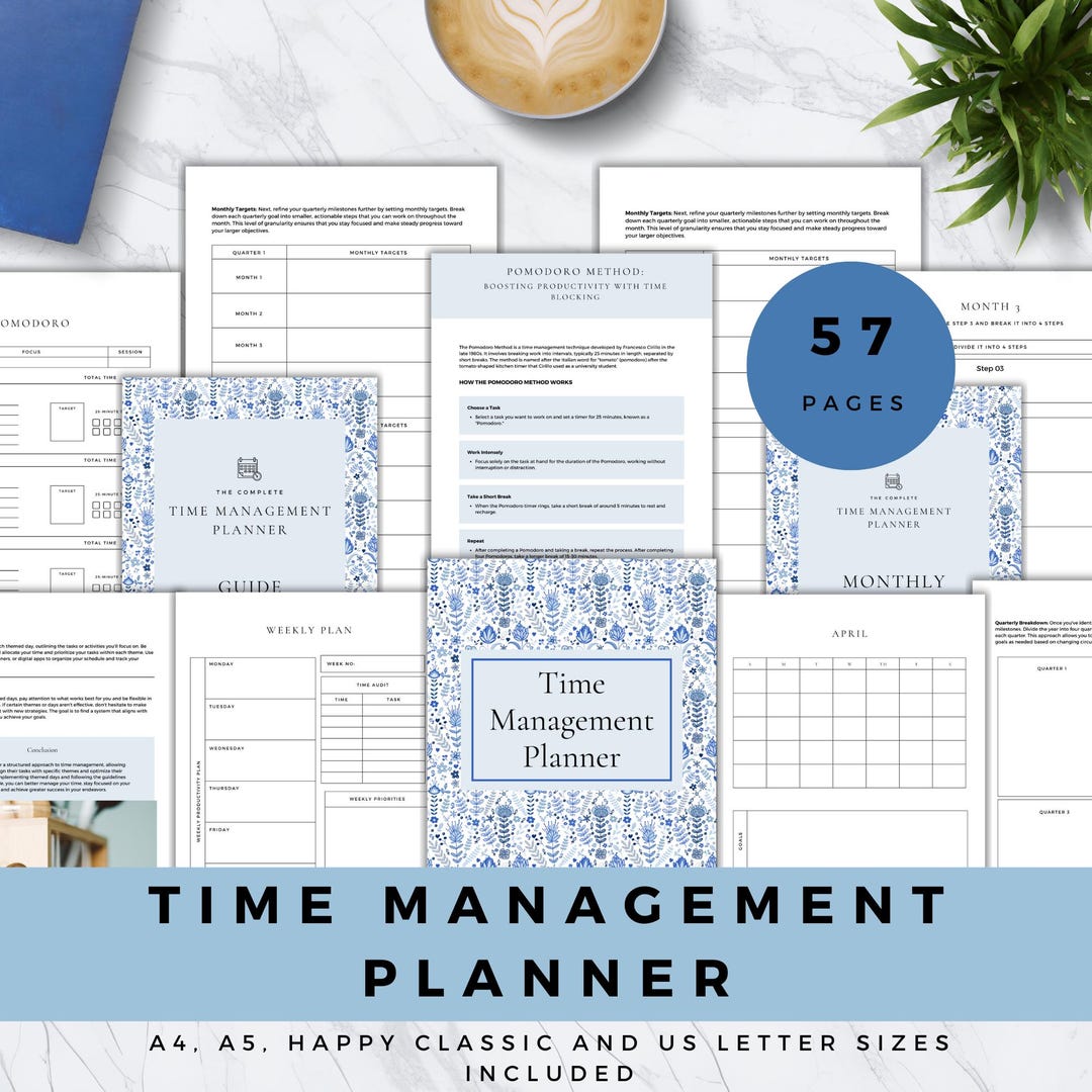 Time Management Planner Printable Pomodoro Tracker ADHD Organiser for ...