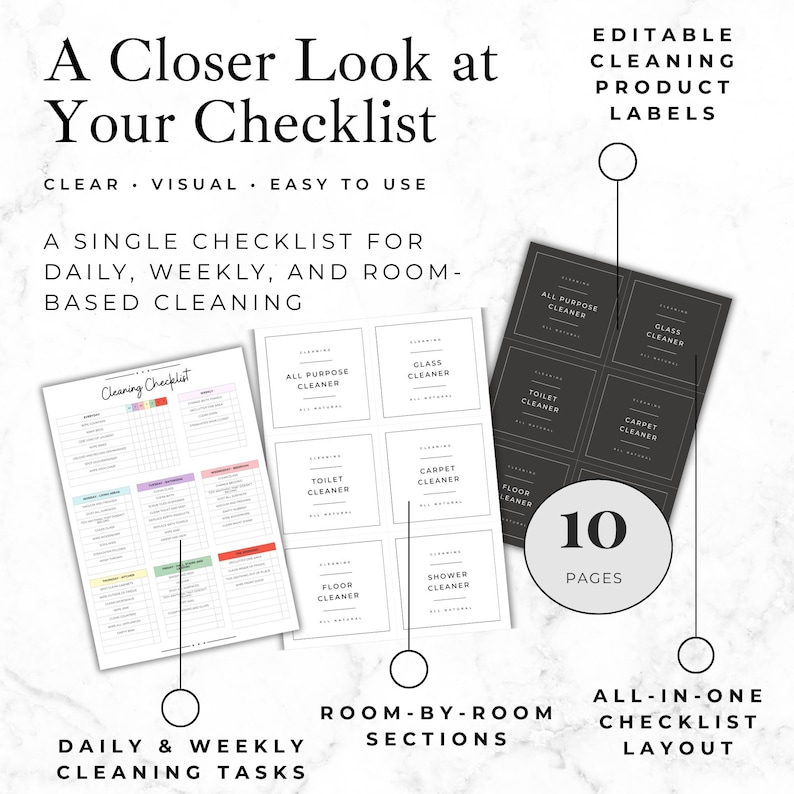 Editable Cleaning Checklist PDF, Daily and Weekly Cleaning Tasks, Room ...