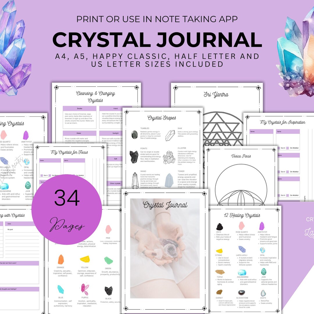 Crystal Journal, Witchy Journal, Crystal Workbook, Digital Planner ...