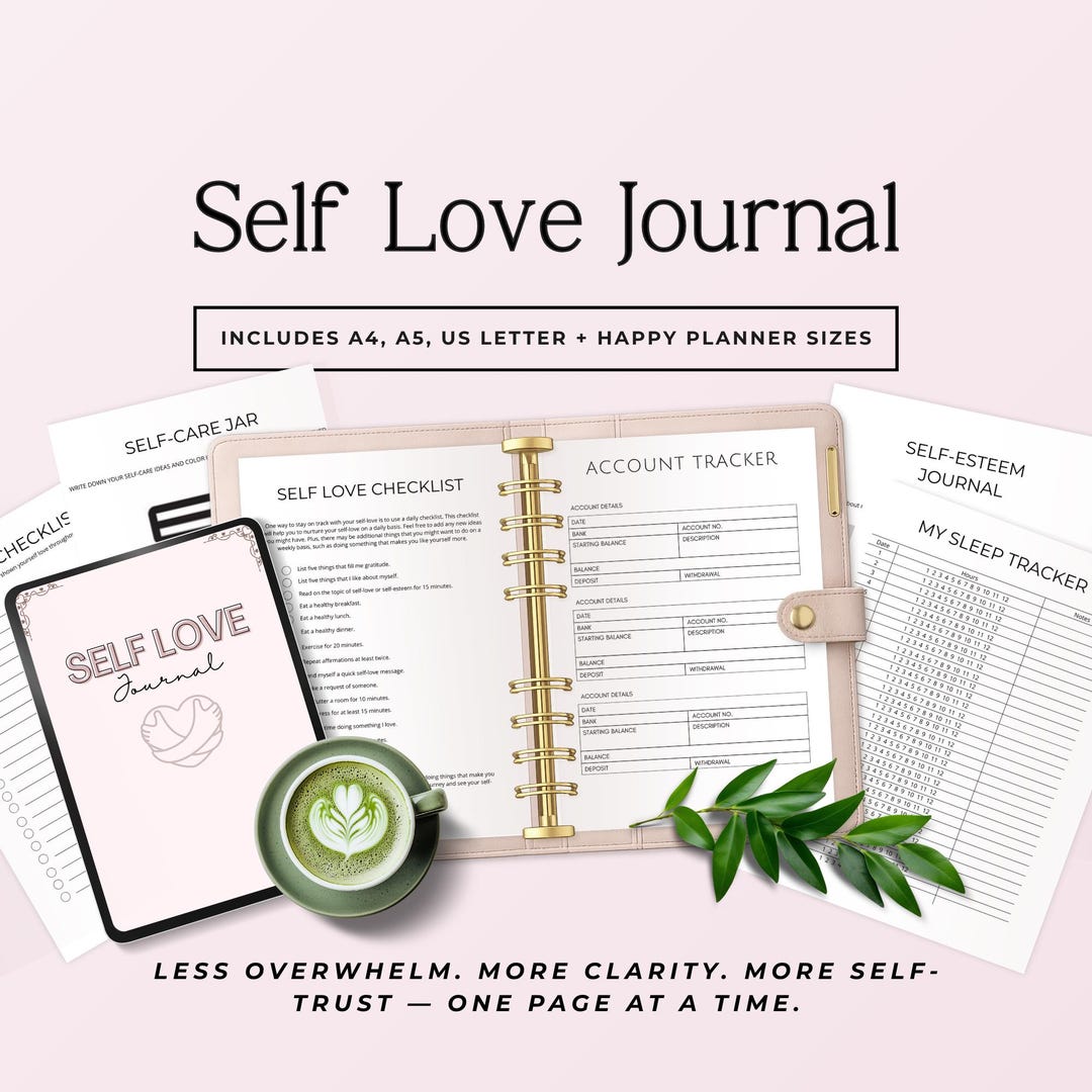 Self Love Journal Printable, Daily Mental Health Planner for Women ...