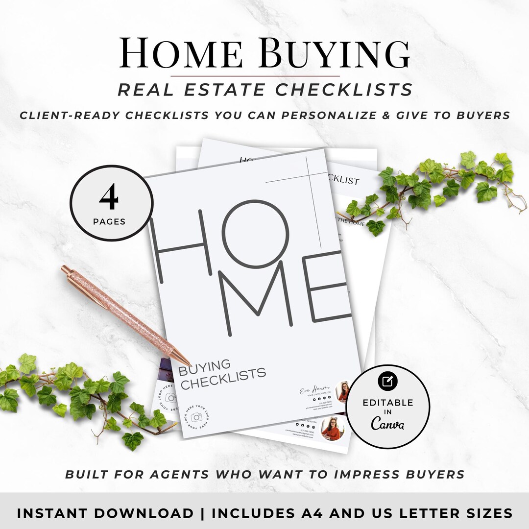 Real Estate Buyer Checklist Templates for Canva, Editable Home Buying ...